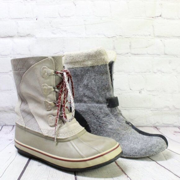 L.L. Bean | Shoes | Ll Bean Gray Suede Lace Up Removable Felt Liner ...